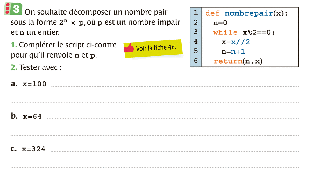 Nombres et calculs - Fiche 18 : Variables et instructions Python - Exercice n°3