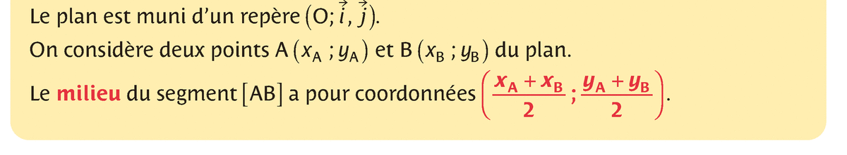 Géométrie - Fiche 24 : Coordonnées du milieu d’un segment - Cours
