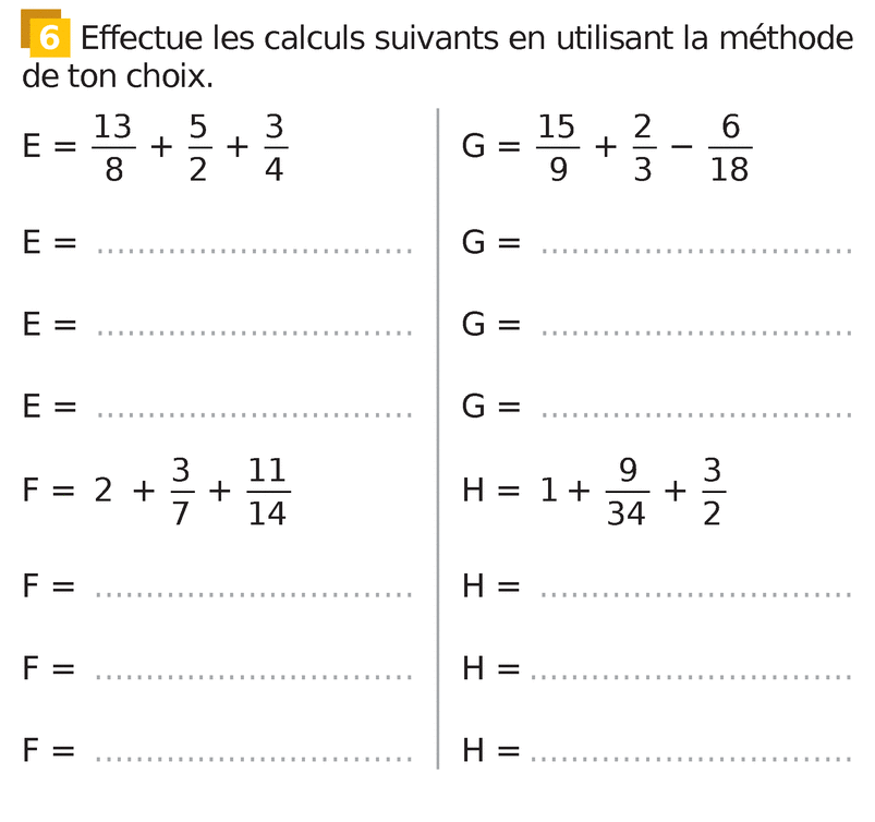 Fractions : les opérations - Additions et soustractions de fractions ...