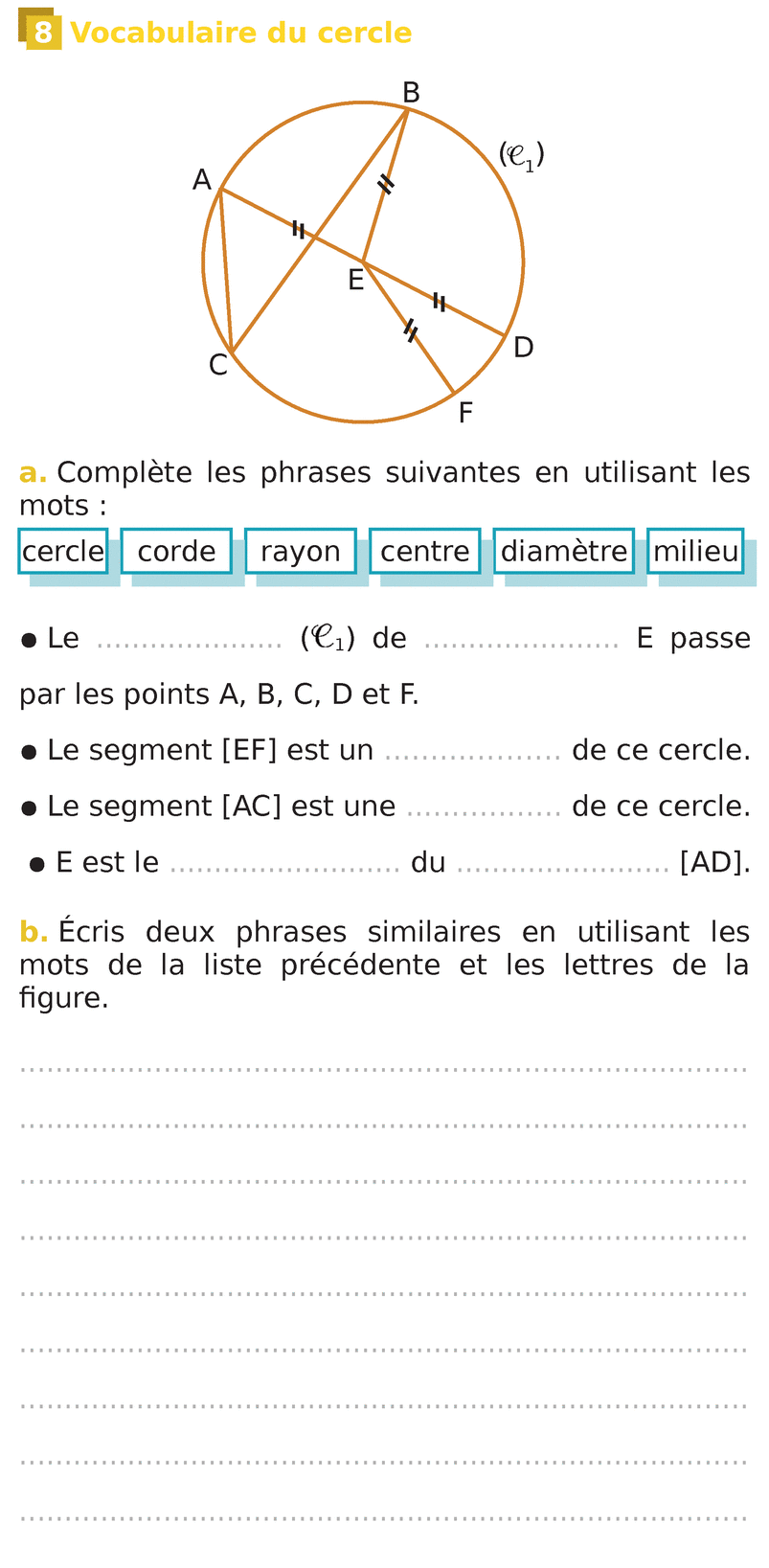 Configurations planes - Connaître les définitions d’un cercle, d’un ...