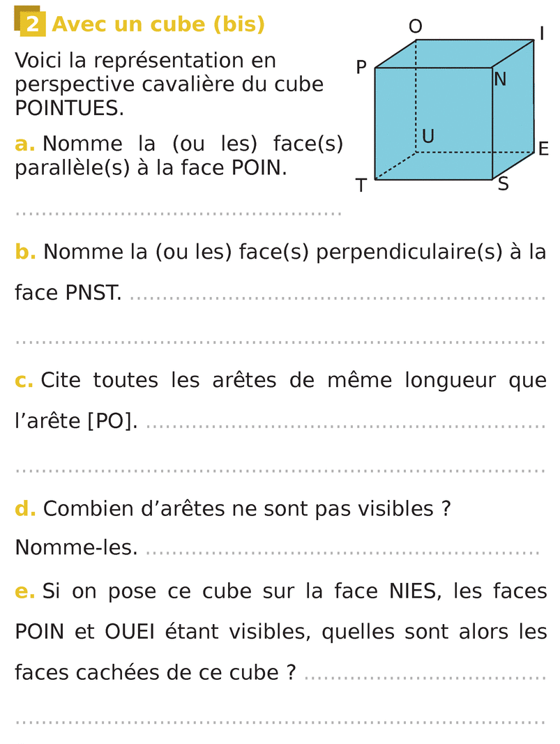 Espace - Nommer un solide, ses faces, ses arêtes - Exercice n°2 : Avec ...