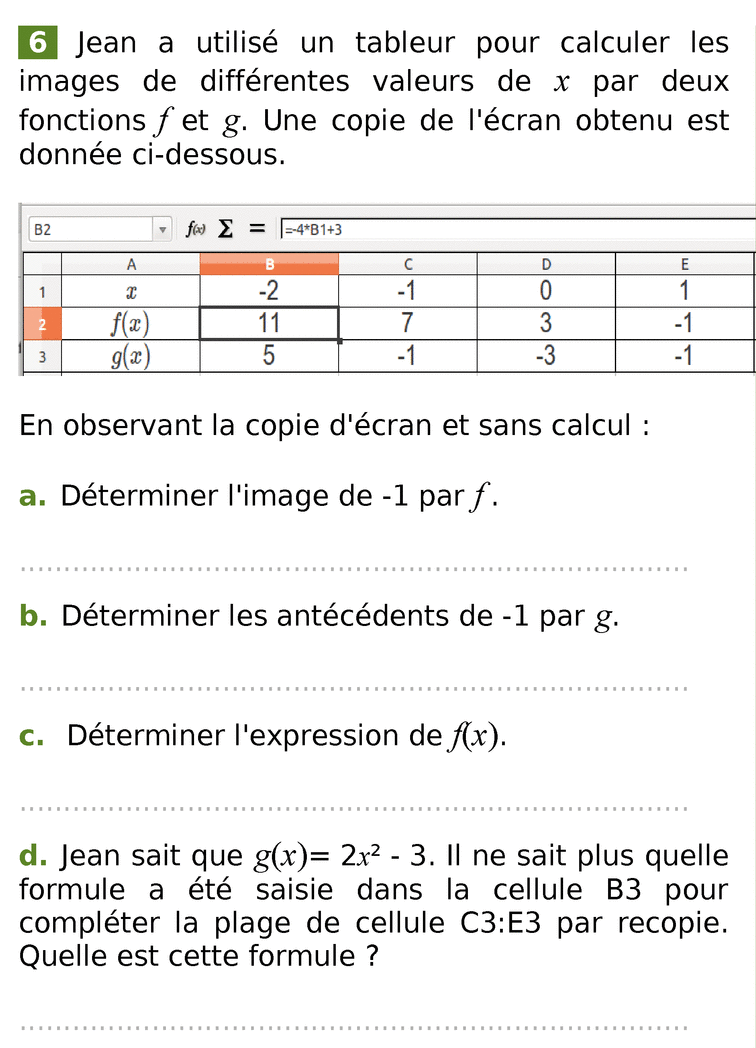 Notion de fonction - Réaliser un tableau de valeurs – une courbe ...