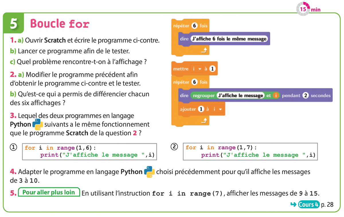 Programmation en langage Python - Activité n°5 : Boucle for