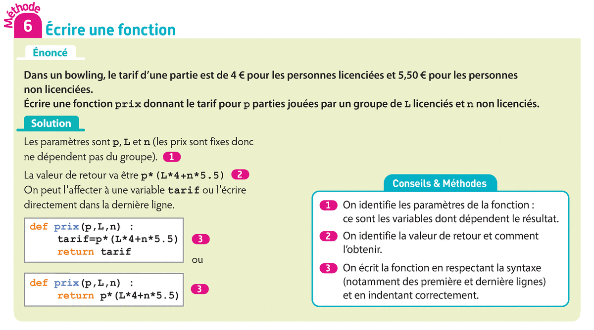 Programmation en langage Python - Écrire une fonction - Exercice résolu