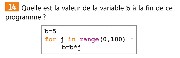 Programmation en langage Python - Comprendre une boucle for - Exercice n°14