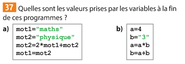 Programmation en langage Python - Comprendre l’affectation - Exercice d’entraînement n°37