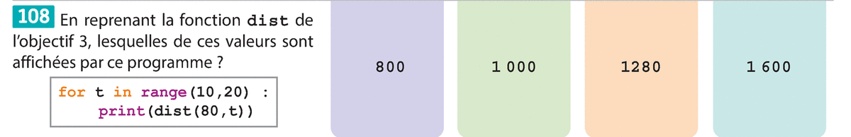 Programmation en langage Python - Manipuler les boucles - QCM n°108