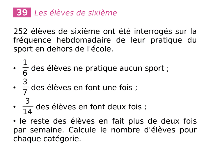 Écriture Fractionnaire Prendre Une Fraction Dun Nombre Exercice N°39