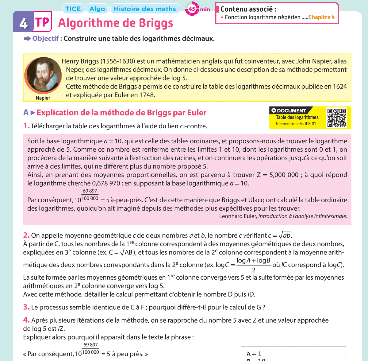 TP et problèmes thématiques - TP n°4 : Approche historique de la ...