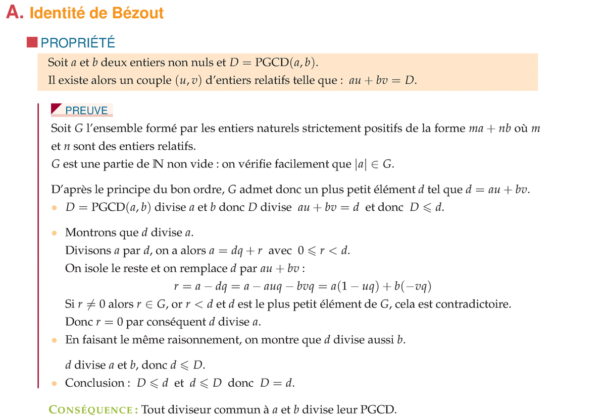 PGCD. Théorèmes de Bézout et de Gauss - Théorème de Bézout - Identité ...