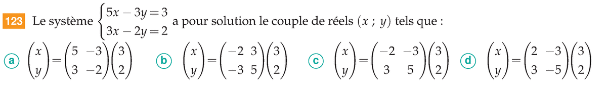 Matrices : opérations - QCM d'auto-évaluation n°123