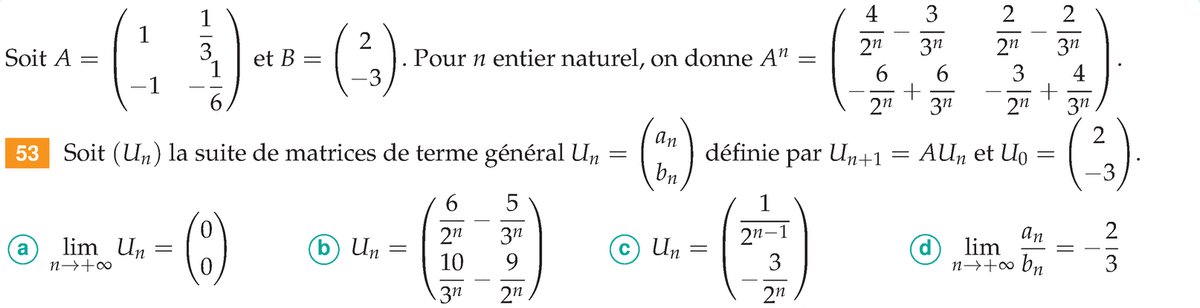 Suites de matrices et marches aléatoires - QCM d'auto-évaluation n°53